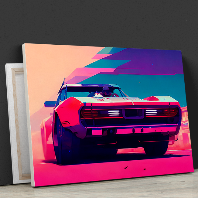 Samochód grafika - druk na płótnie, prezent